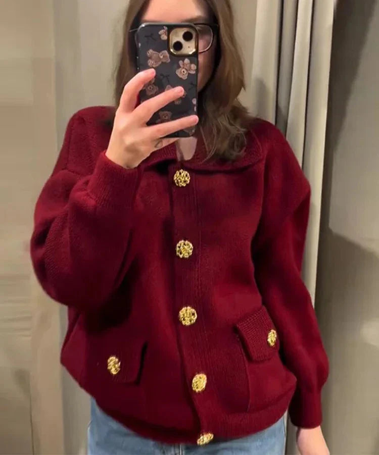 Morgan - Elegant knit cardigan with gold buttons – sundayaffairs