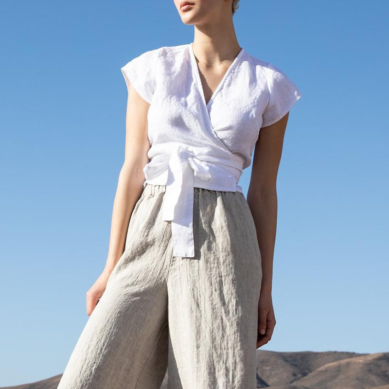 Leona - linen wrap top – sundayaffairs