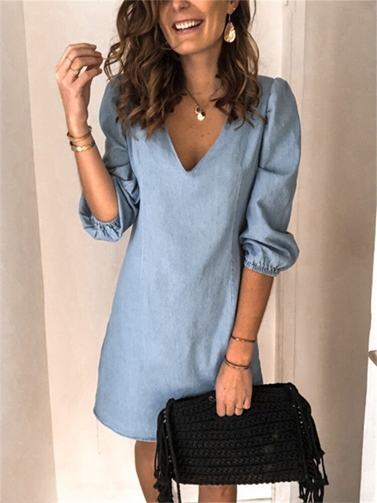 Caroline - V-neck casual dress – sundayaffairs